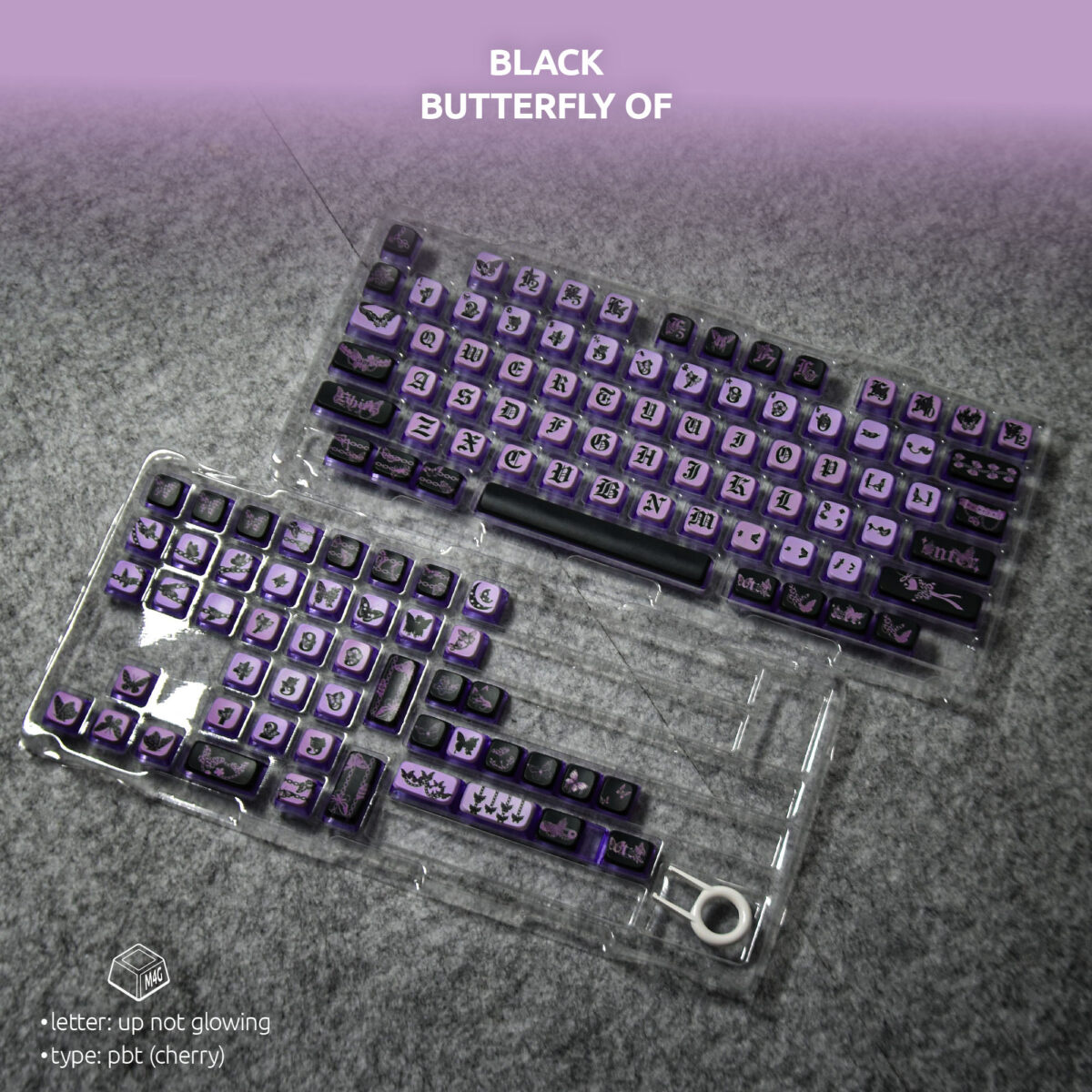 Black Butterfly of Lavender Keycaps – 122 Keys | MDA Profile • PBT+PC - M4G